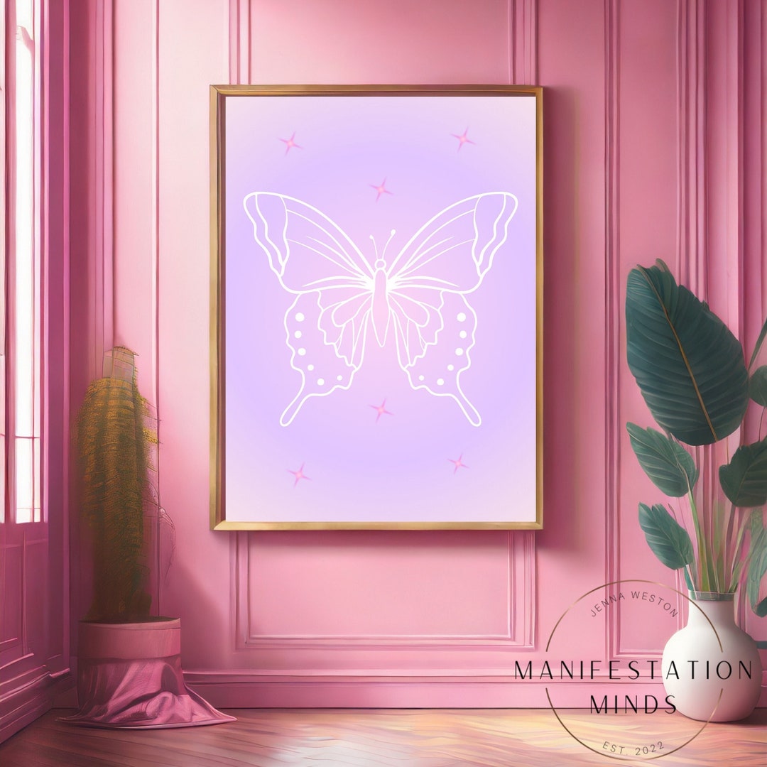 Butterfly Poster Digital Download in 13 Different Sizes Butterfly, Pink ...