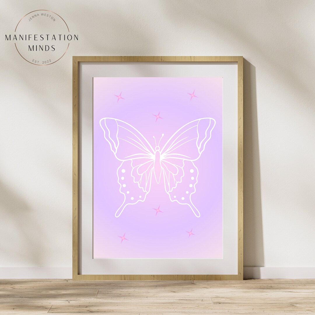 Butterfly Design Poster Pastel Wall Art Printable Art Inspirational ...