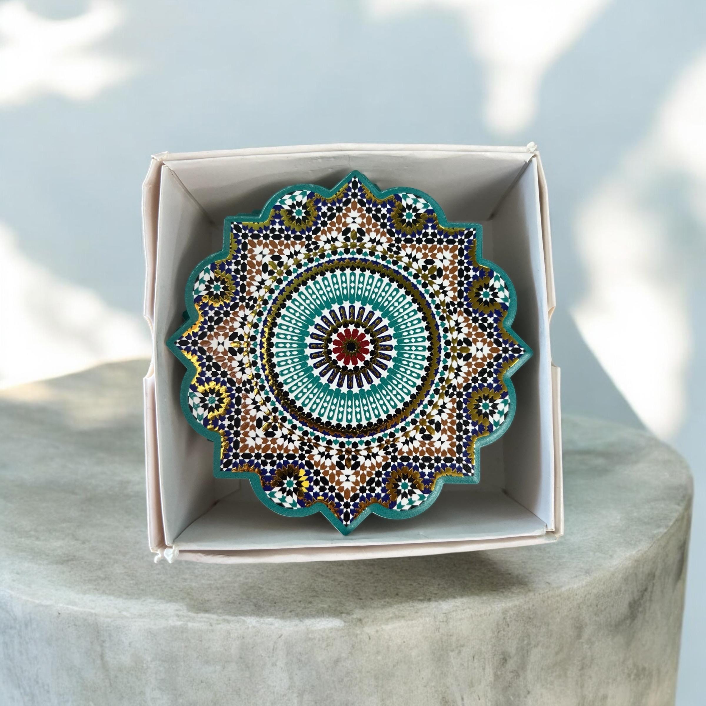 Moroccan Teal Treasures: Handcrafted Coasters for Your Home - Etsy