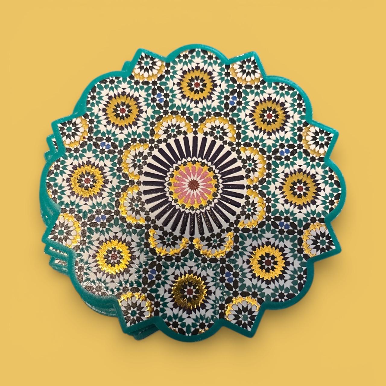 Moroccan Teal Treasures: Handcrafted Coasters for Your Home Set of 6 - Etsy