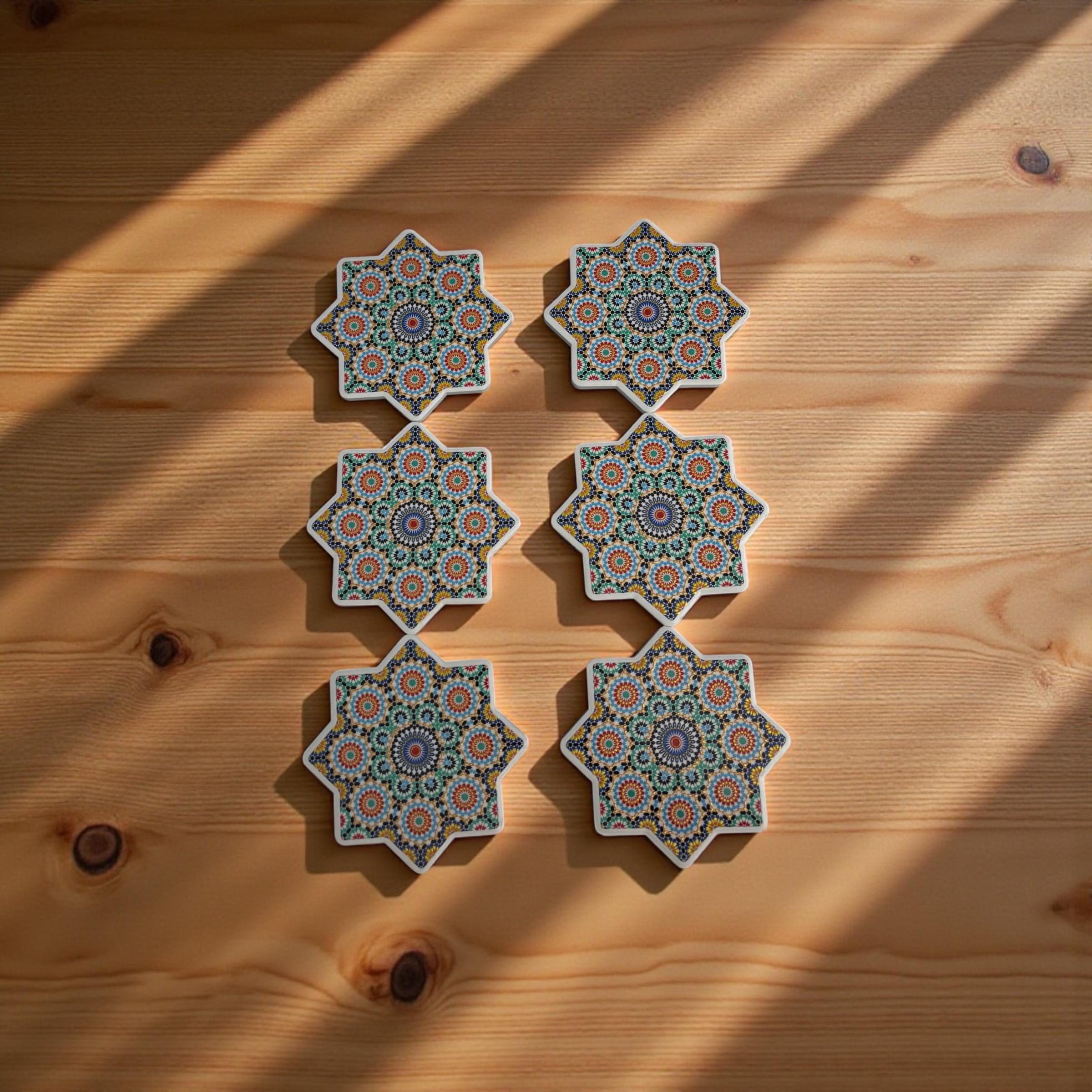 Moroccan Teal Treasures: Handcrafted Coasters for Your Home Set of 6 - Etsy