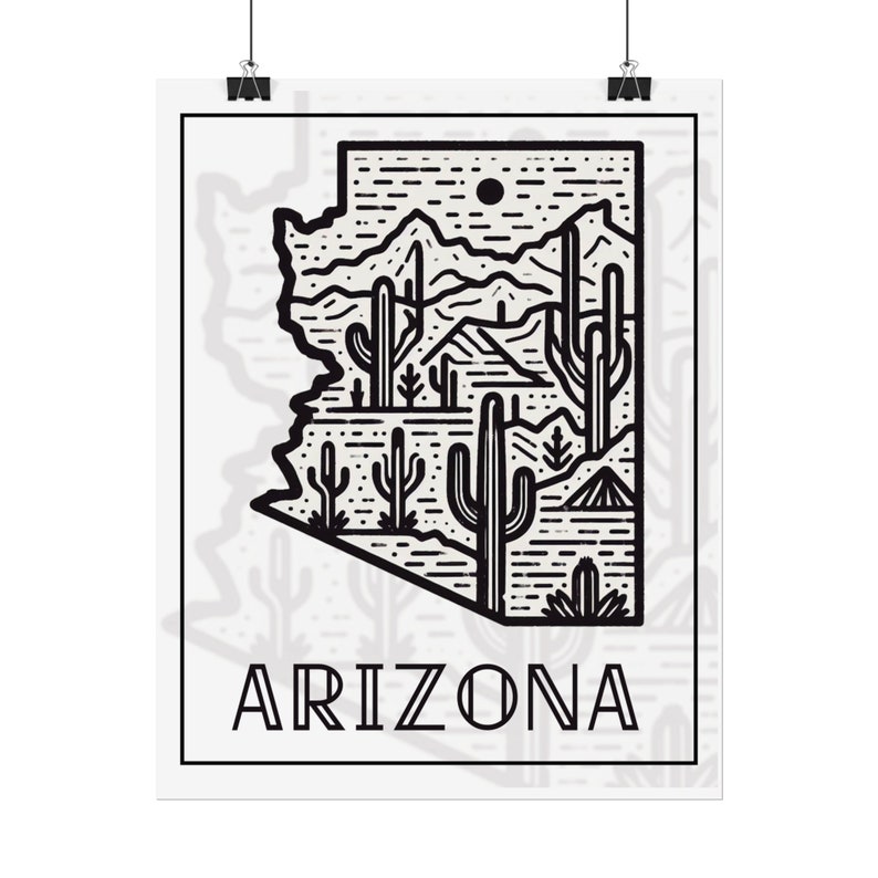 Arizona State Map Travel Poster, Retro Wall Art, Travel and Adventure ...