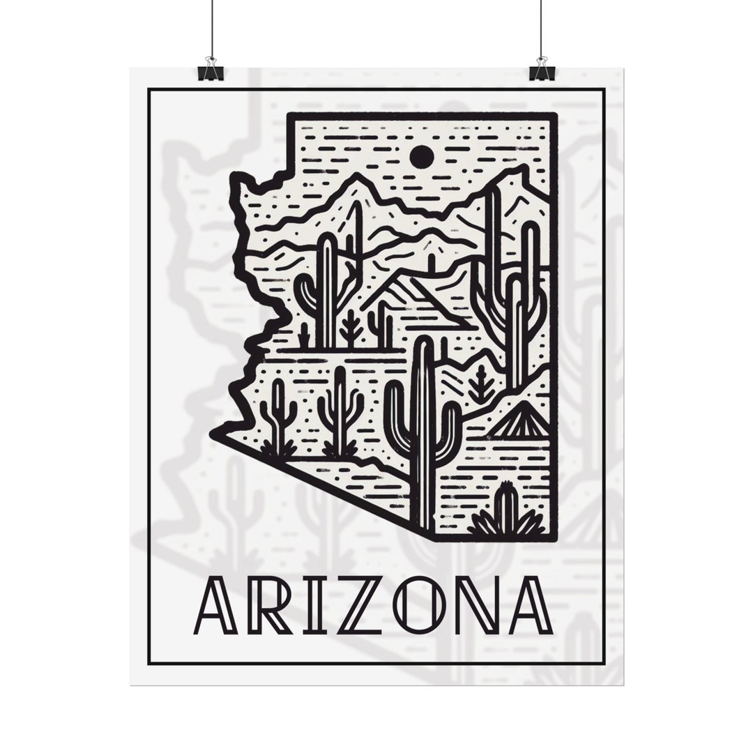 Arizona State Map Travel Poster, Retro Wall Art, Travel and Adventure ...