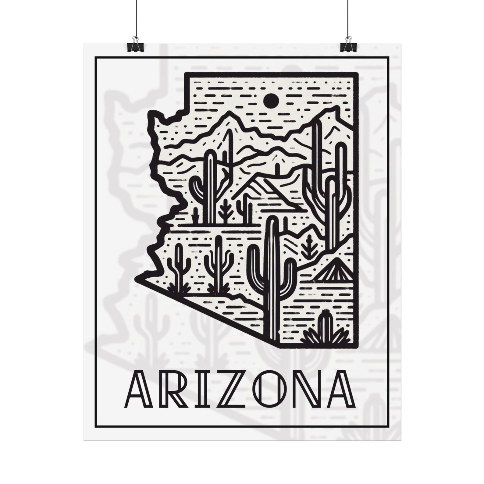 Arizona State Map Travel Poster, Retro Wall Art, Travel and Adventure ...