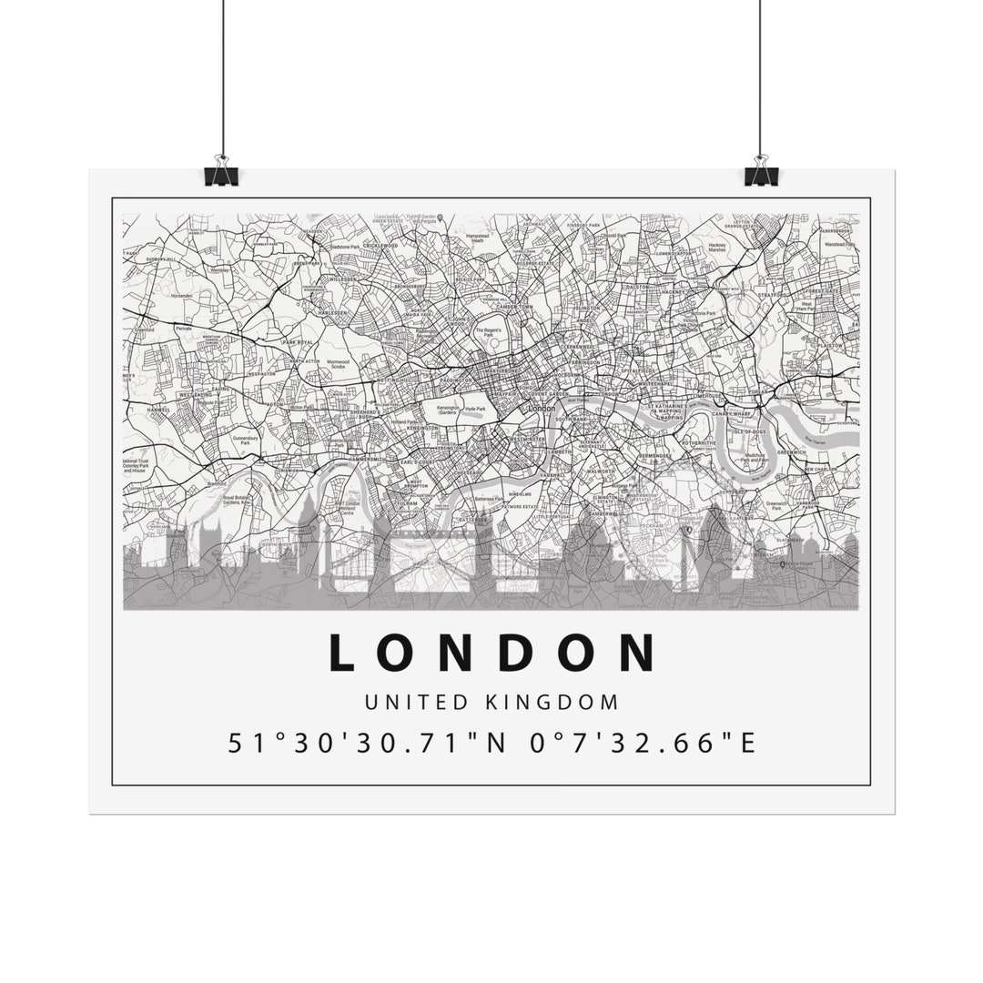 London Map Travel Poster, Retro Wall Art, Travel and Adventure Print ...
