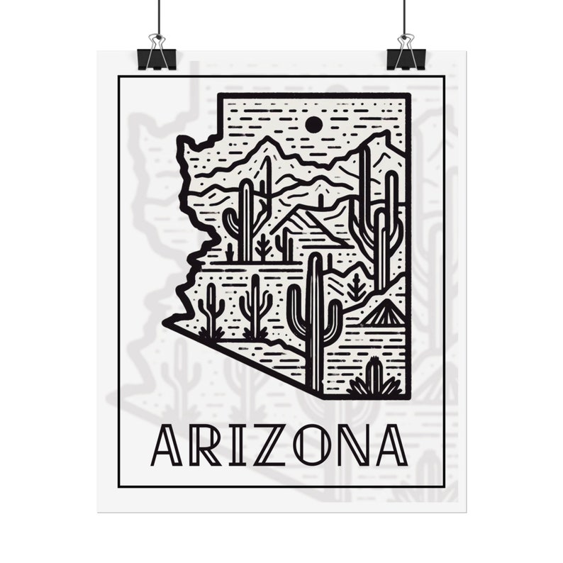 Arizona State Map Travel Poster, Retro Wall Art, Travel and Adventure ...