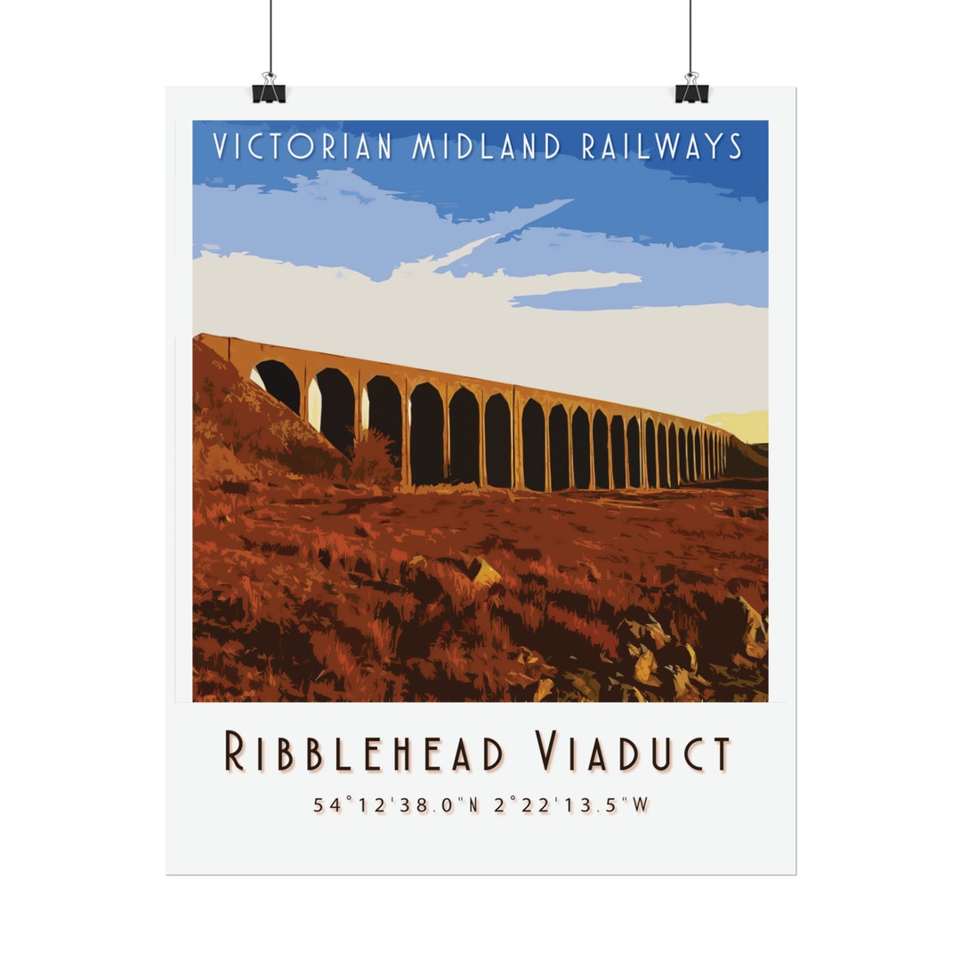 Ribblehead Viaduct Poster, Vintage Yorkshire Railway Travel Print, Wall ...
