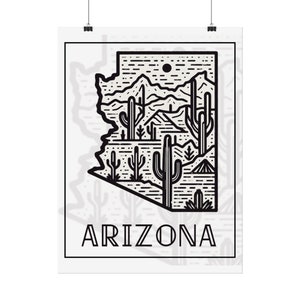 Arizona State Map Travel Poster, Retro Wall Art, Travel and Adventure ...