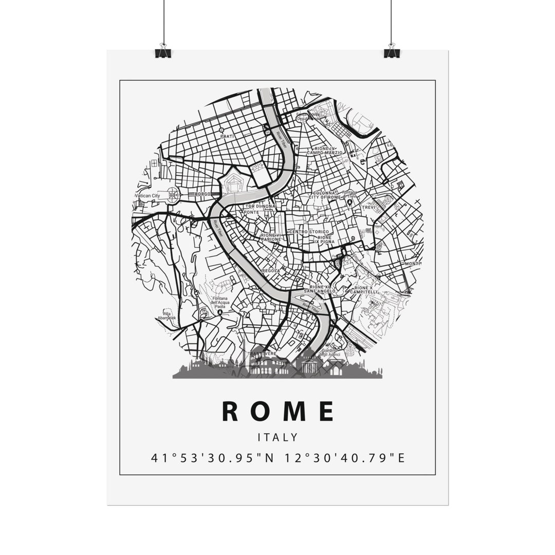 Rome Map Travel Poster, Retro Wall Art, Travel and Adventure Print ...