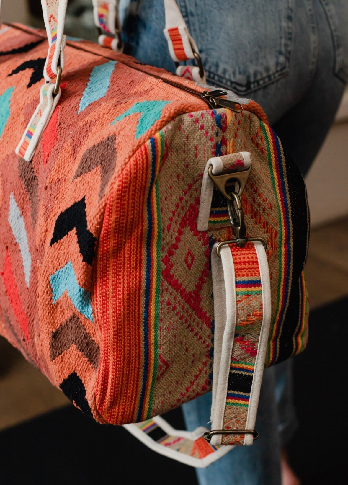 Handmade Boho Aztec Duffel Bag, Weekender Bag, Gym Bag, Beach Bag ...
