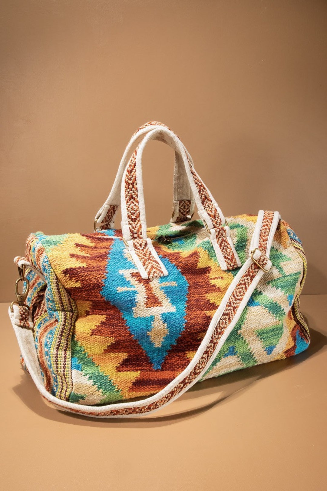 Handmade Boho Navajo Carmel Duffel Bag, Gym Bag, Beach Bag, Diaper Bag ...