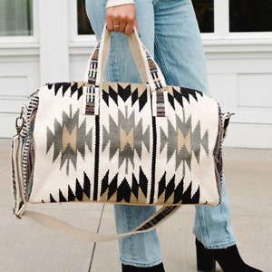 Handmade Boho Aztec Duffel Bag, Weekender Bag, Neutral Bag, Beach Bag ...