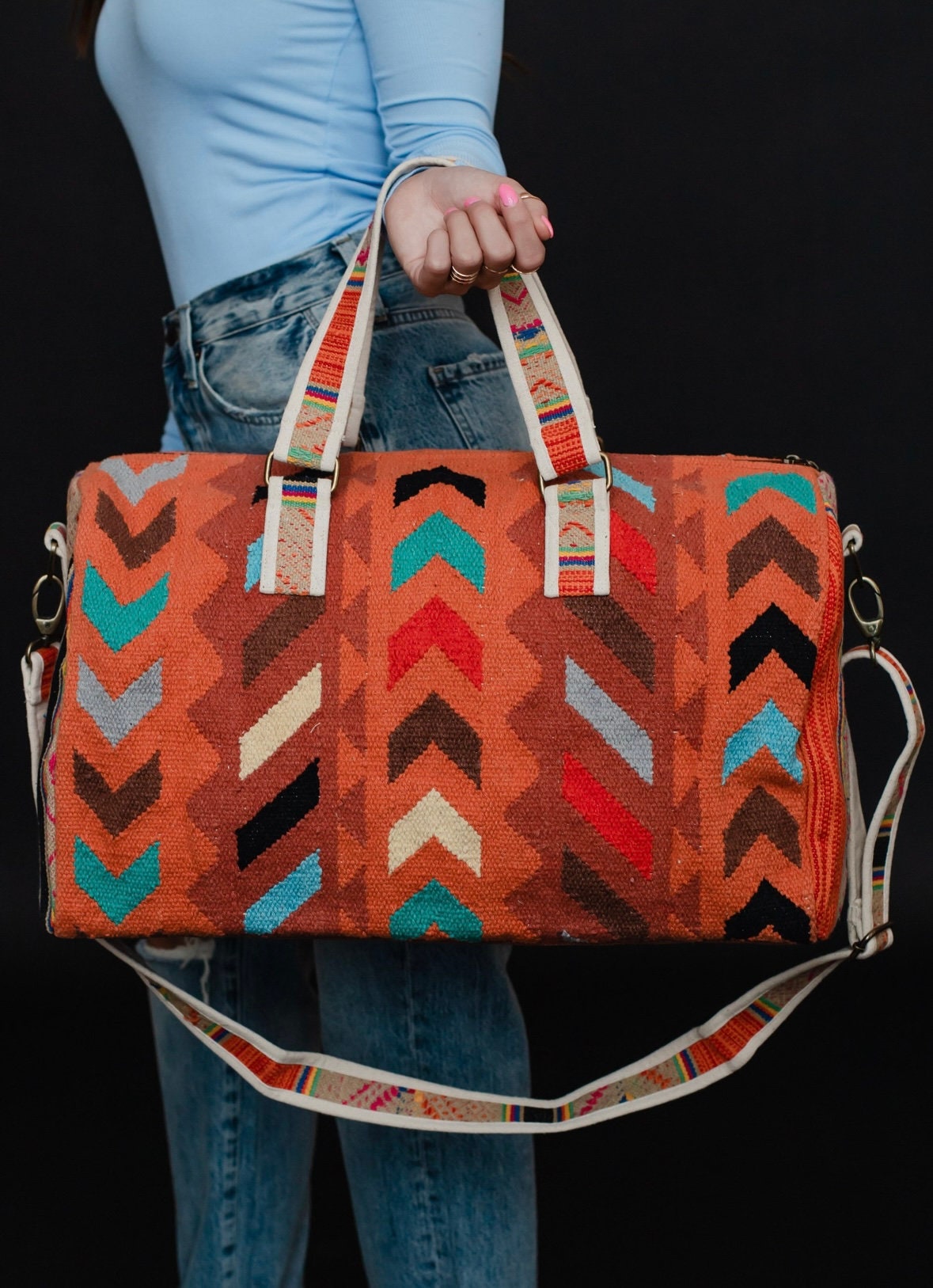 Handmade Boho Aztec Duffel Bag, Weekender Bag, Gym Bag, Beach Bag ...