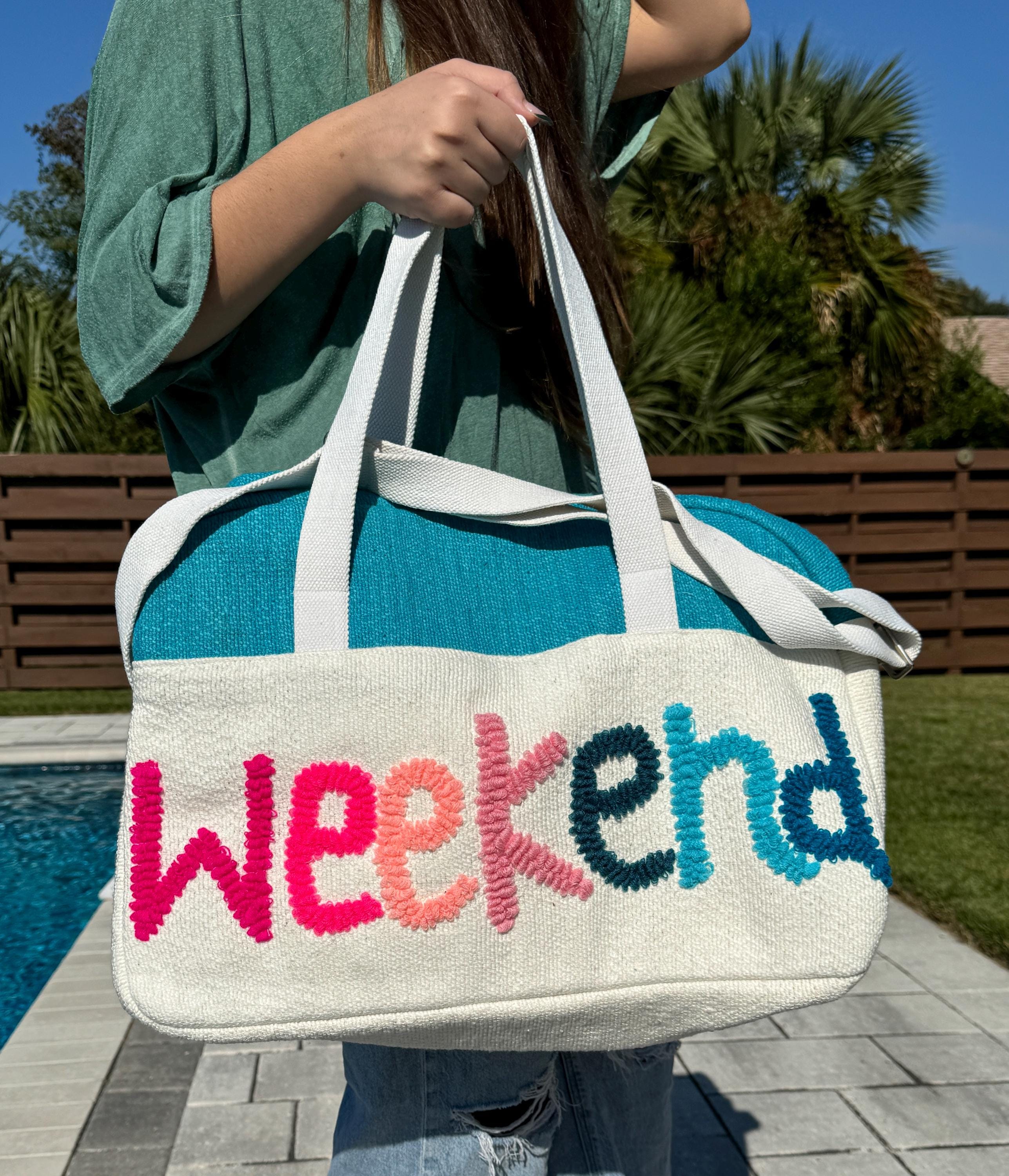 Aqua Duffle Weekender Duffel Bag, Teen GREAT GIFT!!! Travel Bag, Bright ...
