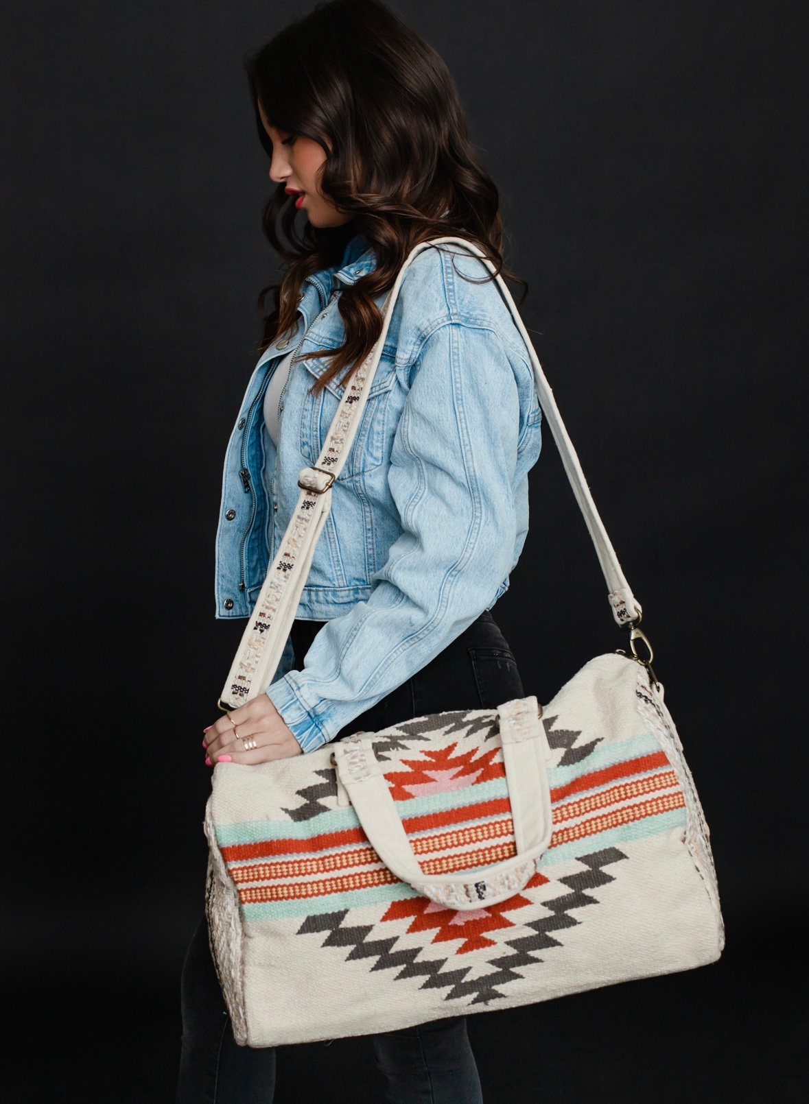 Handmade Boho Aztec Duffel Bag, Weekender Bag, Neutral Bag, Beach Bag ...