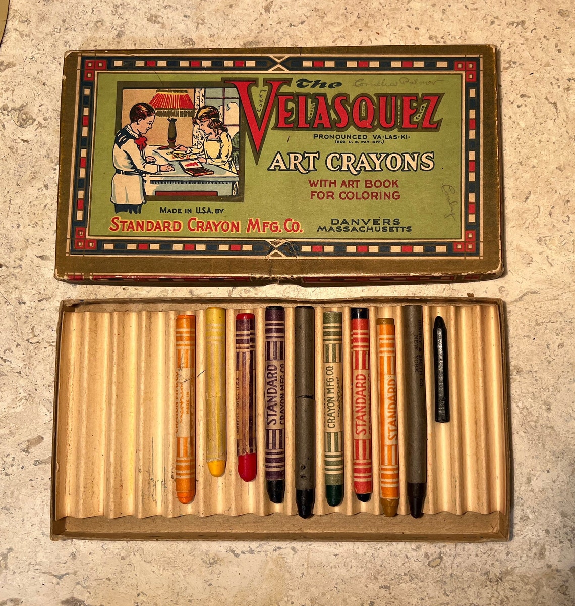 Antique Standard Crayon Mfg. Co. Velasquez Art Crayons - Etsy
