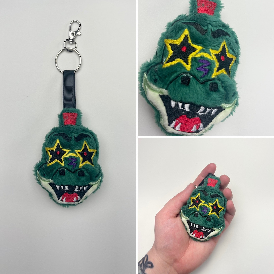 Punk Rock Gator Plush Charm, Bass Player, Rockstar Keychain, Horror ...