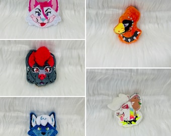 Fursona Plush Keychain Furry Plush Badge Charm Handmade - Etsy