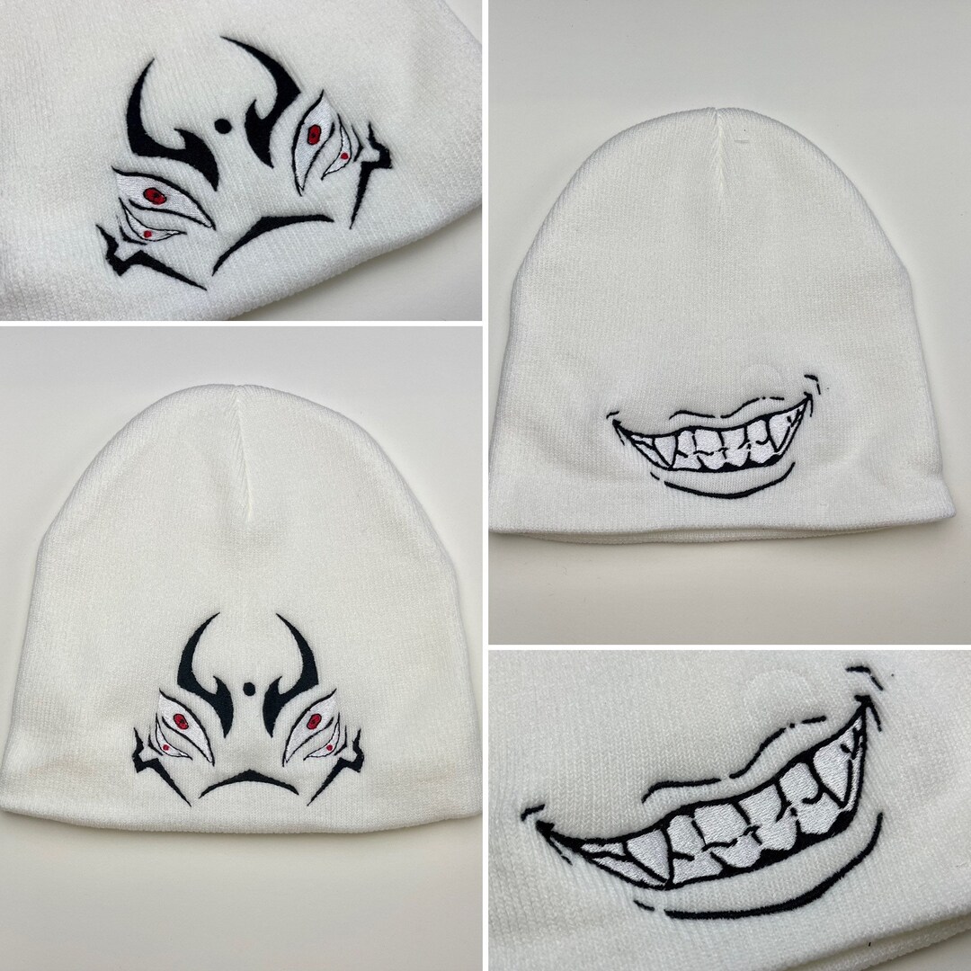Embroidered Cursed Demon King Beanie Thick Knit Slouch - Etsy