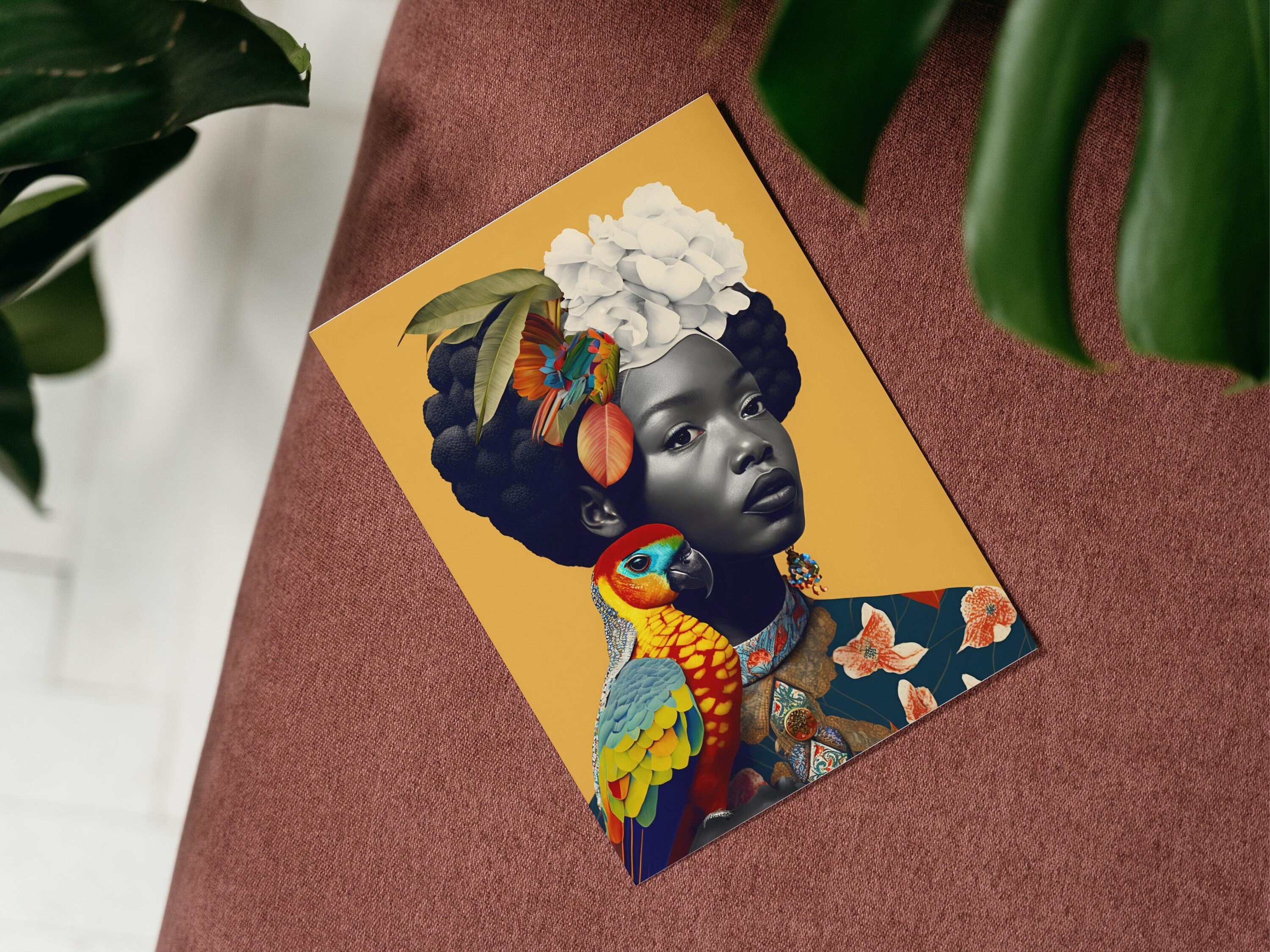 Woman, Parrot, Retro Collage Art, Surreal Art, Vintage Wall Art, Retro ...