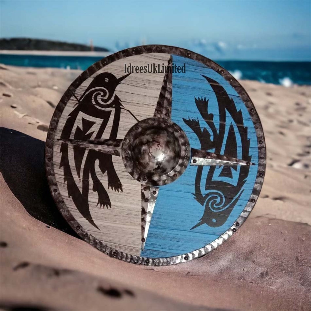Medieval Viking Shield Eivor Valhalla Raven Authentic Battleworn Viking ...