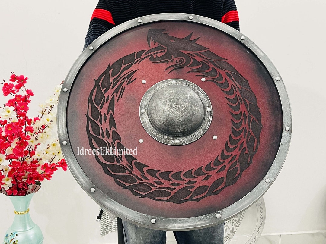 Medieval Viking Ouroboros Battleworn Shield Wooden Cosplay Shield ...