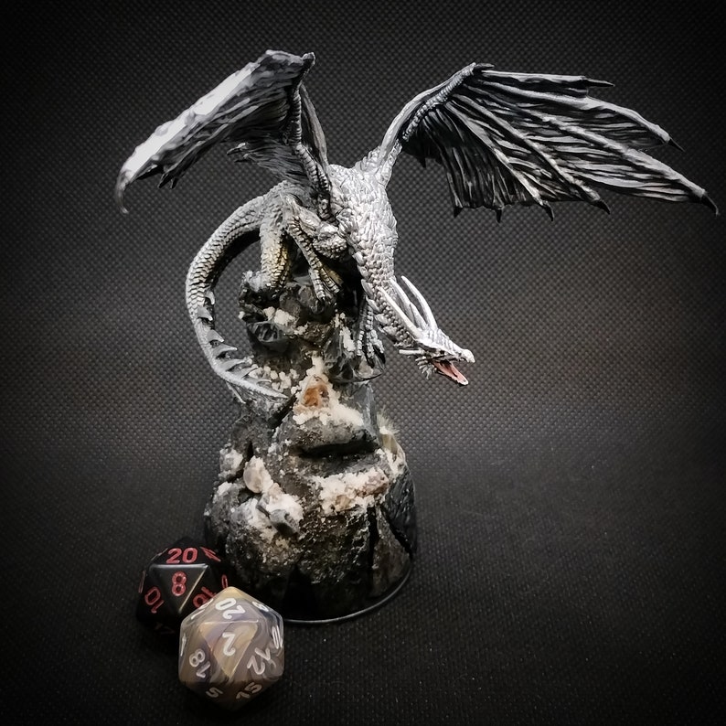 Young Silver Dragon RPG Miniature - Etsy
