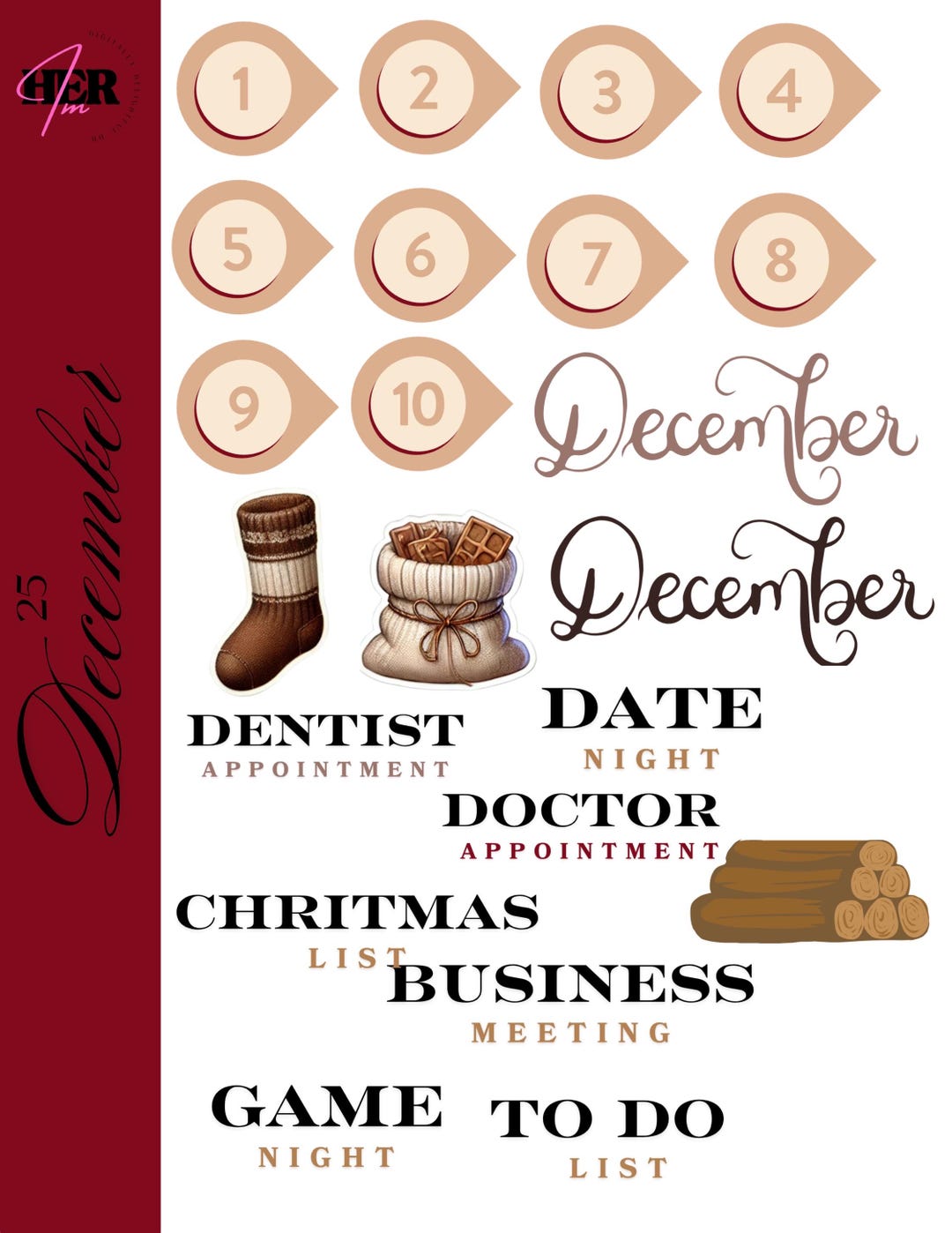 December Digital Sticker Pack – Cozy Holiday Planner Stickers | Digital ...