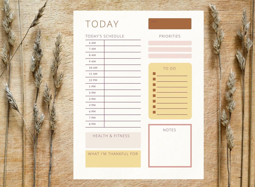 Instant Download Digital Day Planner, Printable Daily To-do List, Boho ...