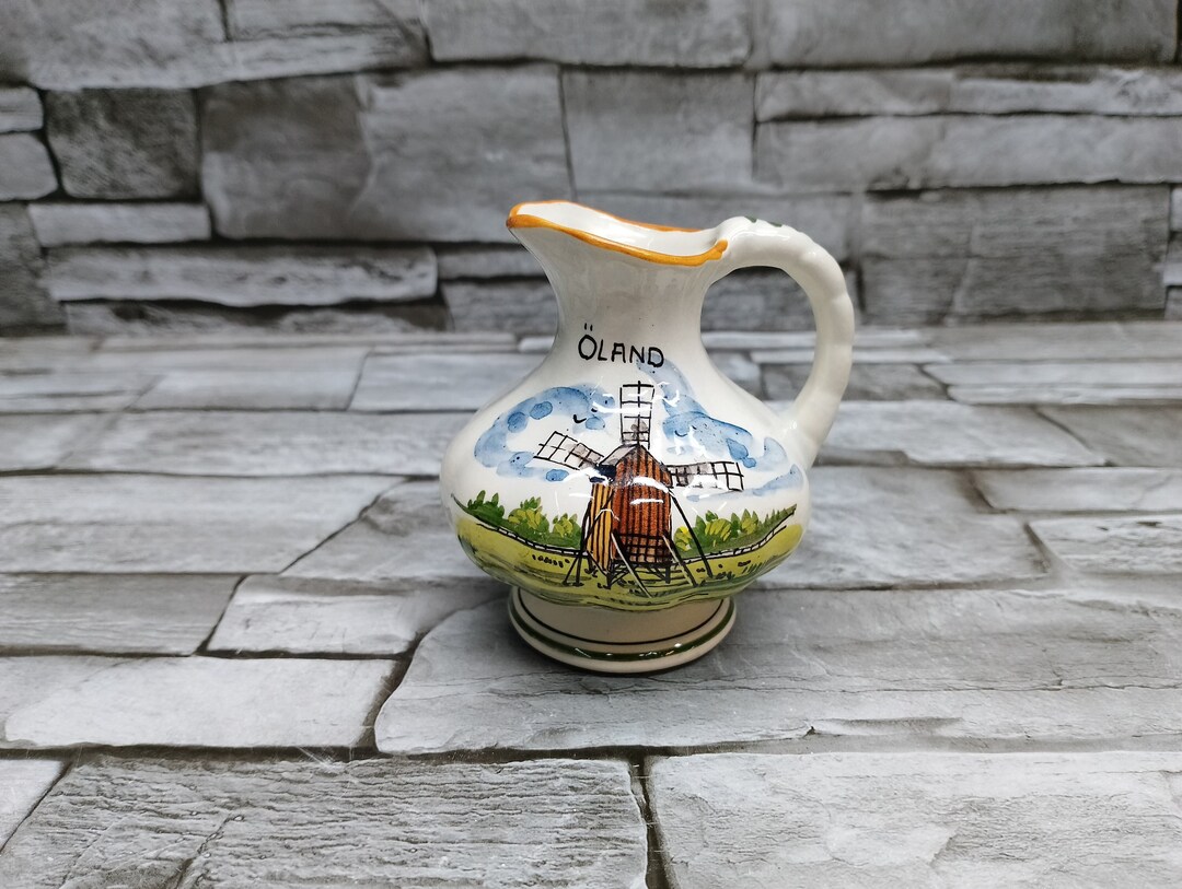 Swedish Hand Painted Milk Jug With Öland Landscape. Vintage Milk Jug ...