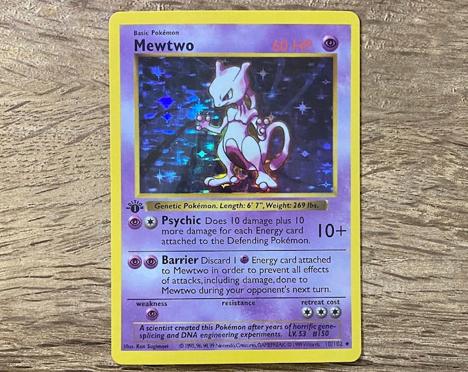 1999 1st Edition Mewtwo Holographic Base Set Pokemon Proxy Card - Etsy