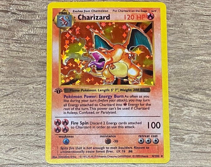 1999 Charizard 1st Edition Base Set Holographic Proxy Card - Etsy
