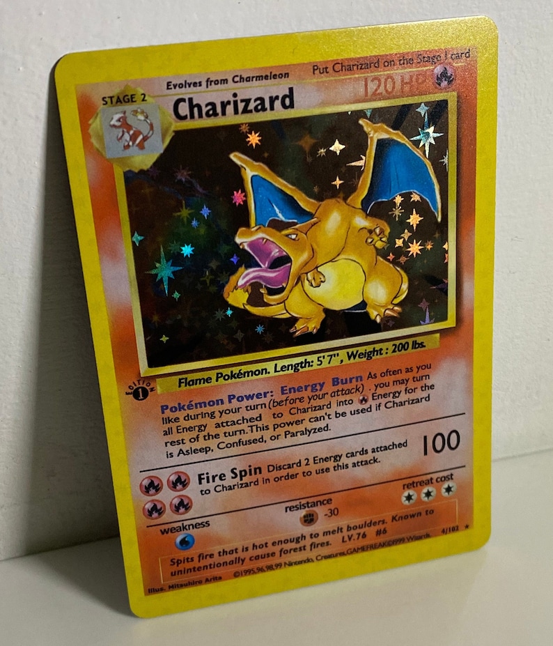 1999 Charizard 1st Edition Base Set Shadowless Holographic Proxy Card ...