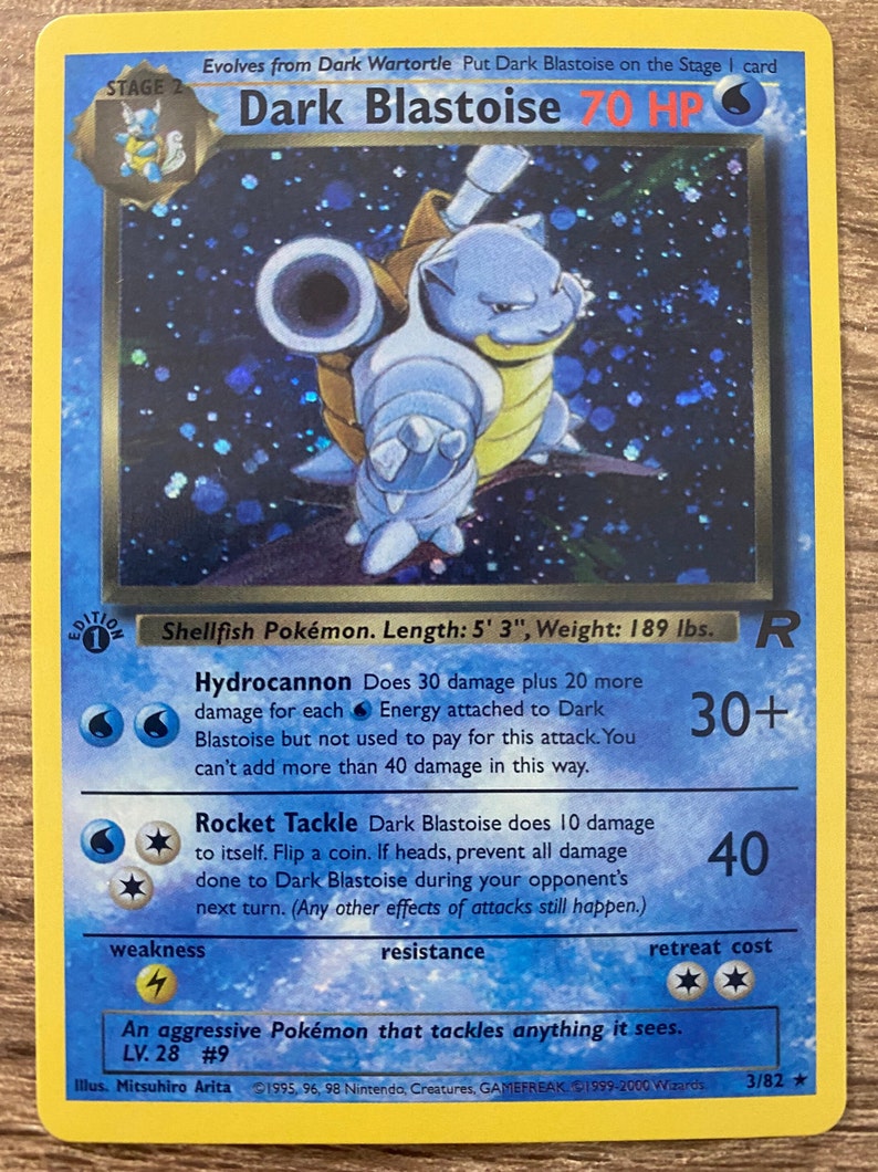 Tarjeta de Pokémon holográfica de la primera edición de Dark Blastoise - Etsy España
