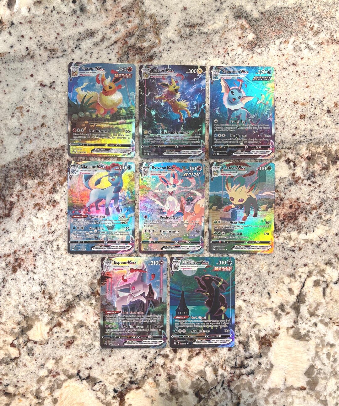 Eeveelution 8 Card Vmax Card Set - Evolving Skies Holofoil and Textured ...