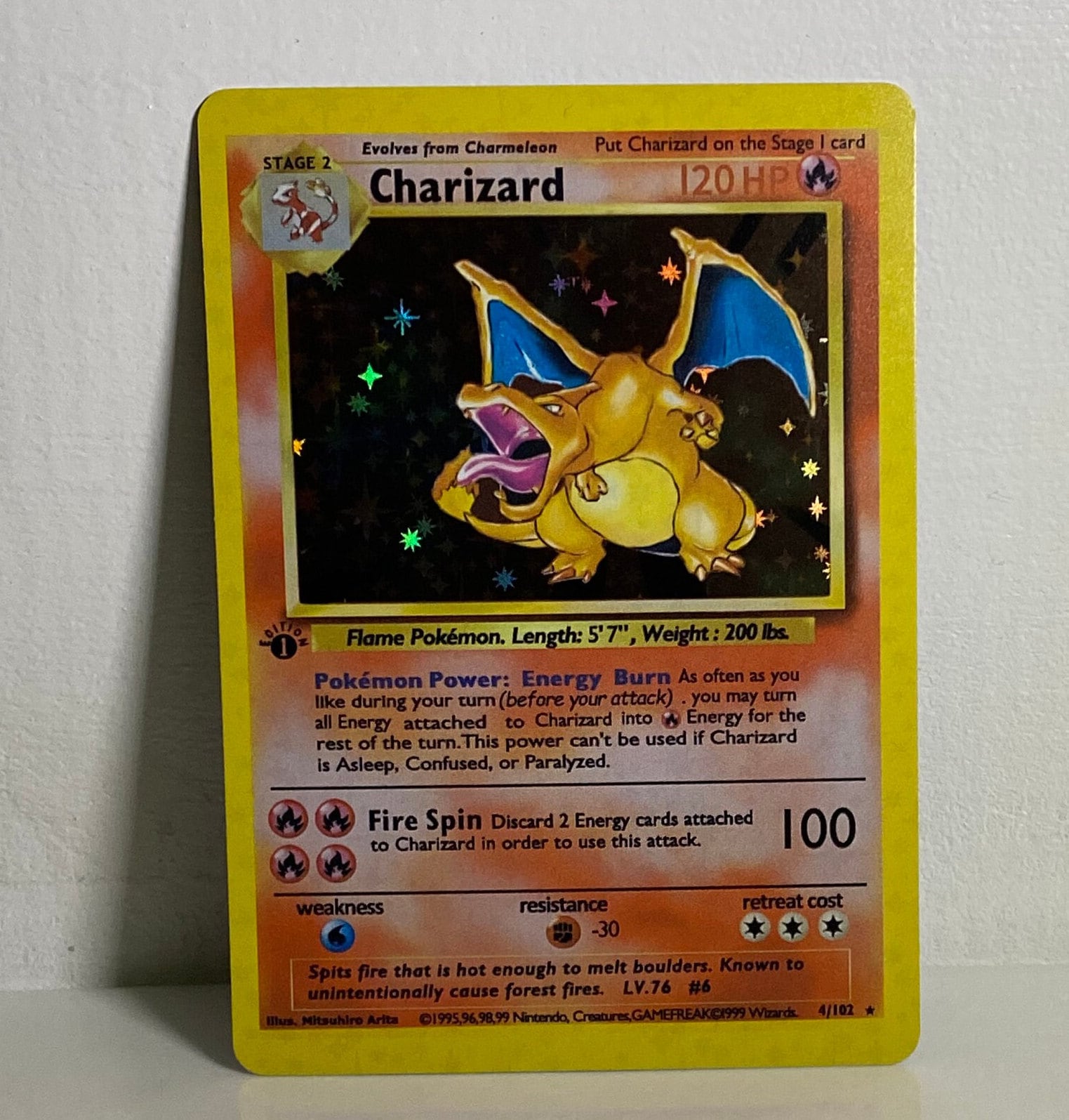 1999 Charizard 1st Edition Base Set Shadowless Holographic Proxy Card ...