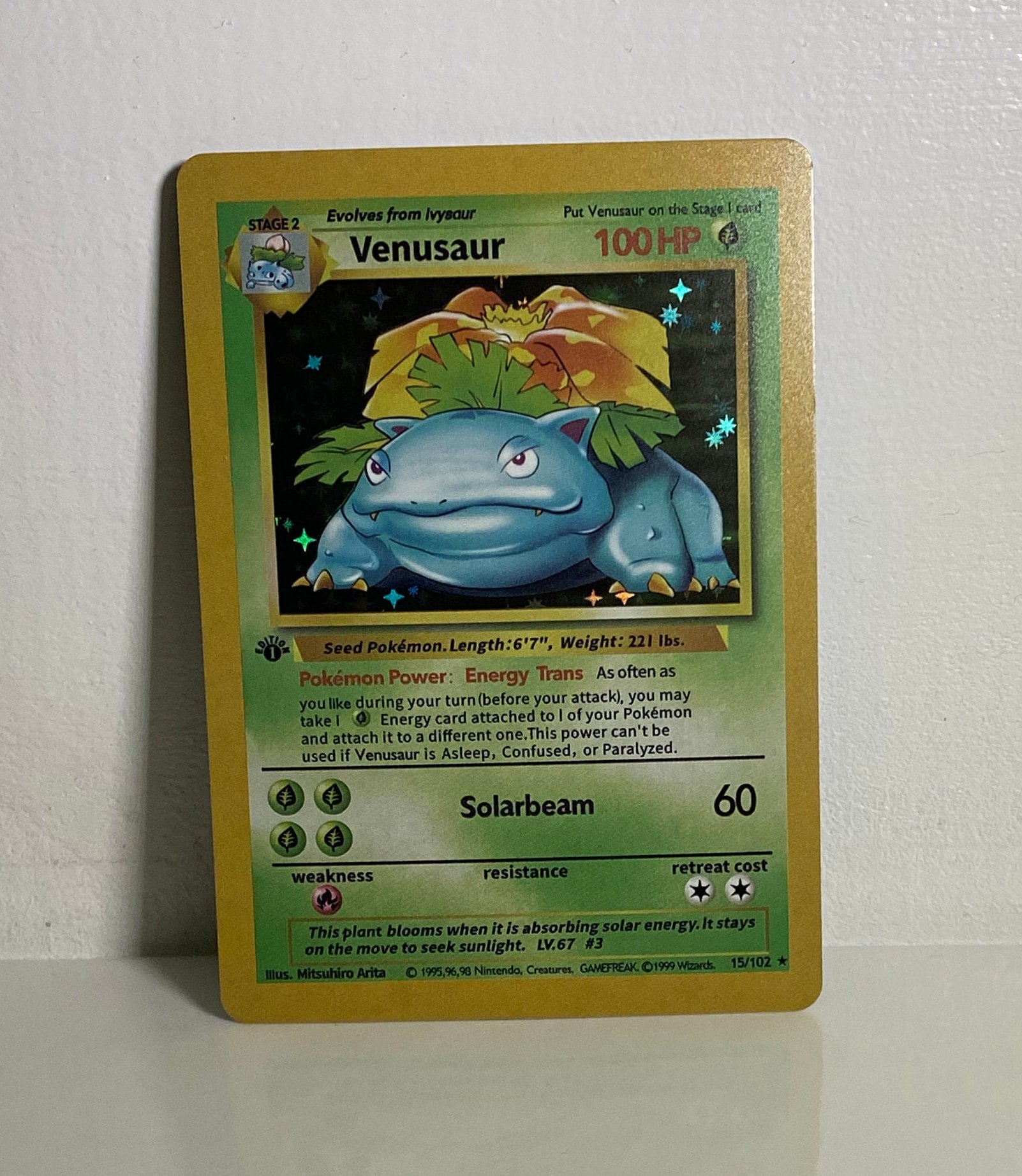 1999 Venusaur 1st Edition Base Set Shadowless Holographic Proxy Card - Etsy