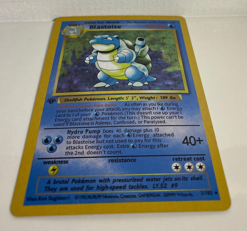1999 Blastoise 1st Edition Holographic Proxy Card - Etsy