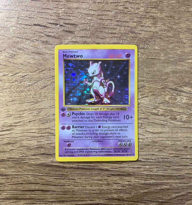 1999 1st Edition Mewtwo Holographic Base Set Pokemon Proxy Card - Etsy ...