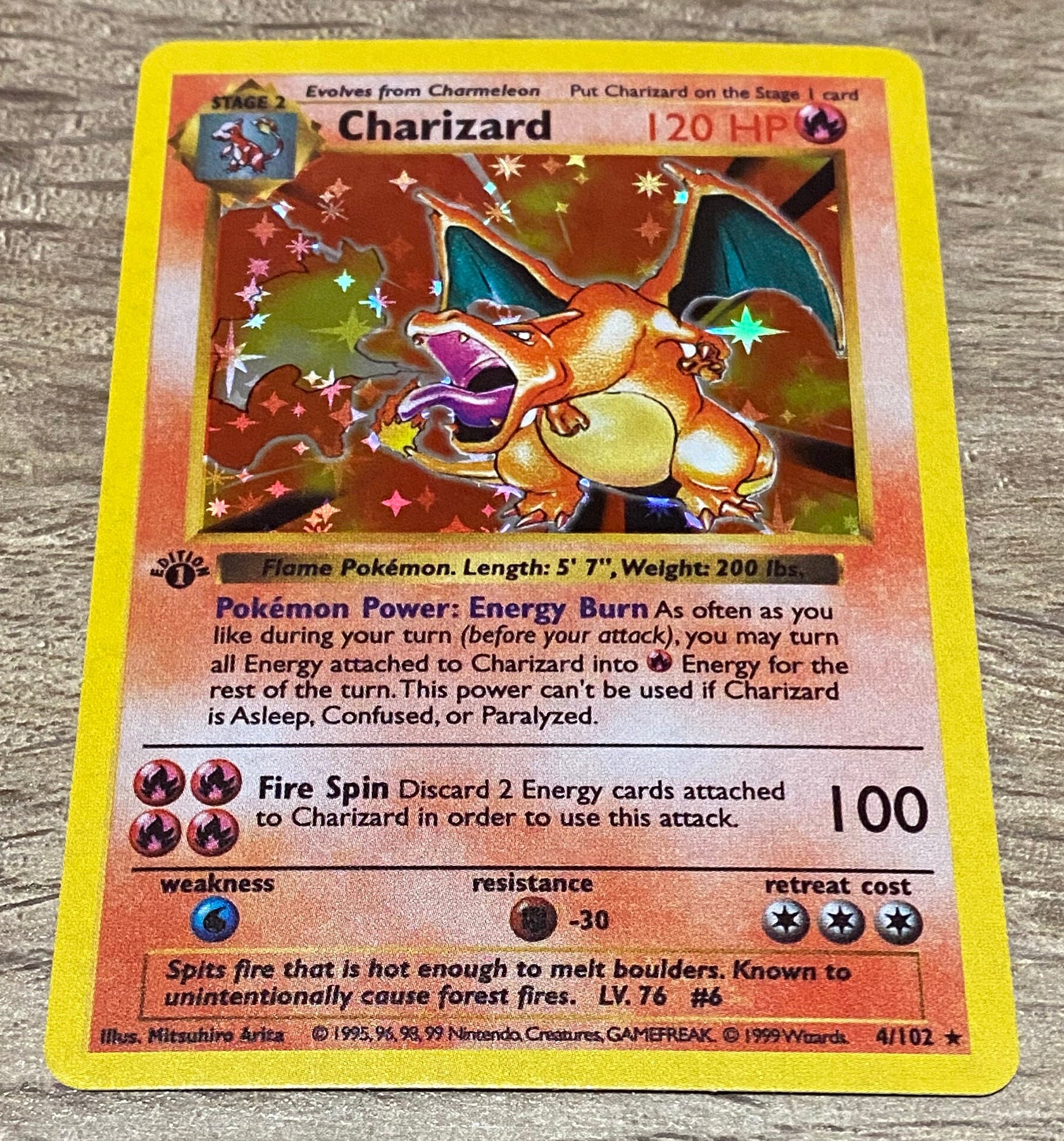 1999 Charizard 1st Edition Base Set Holographic Proxy Card - Etsy
