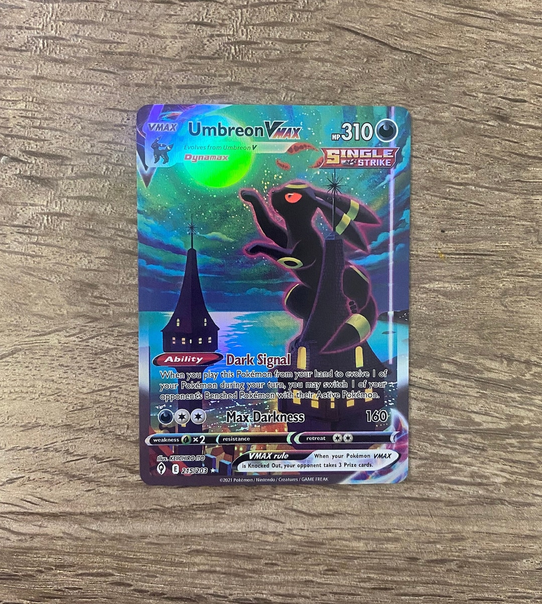 Umbreon VMAX alternate Art Secret : Evolving Skies Pokemon Proxy Card ...