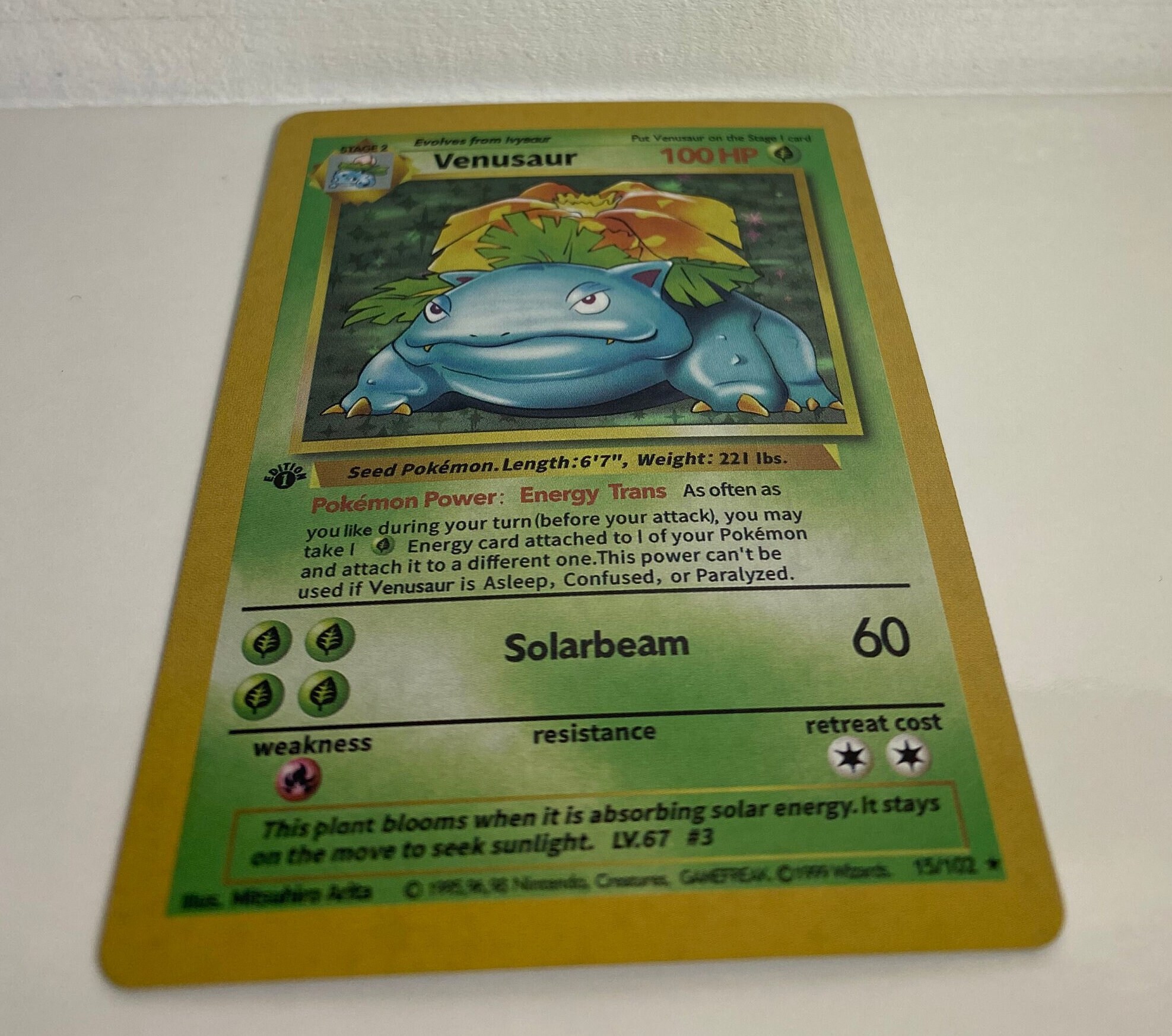 1999 Venusaur 1st Edition Base Set Shadowless Holographic Proxy Card - Etsy