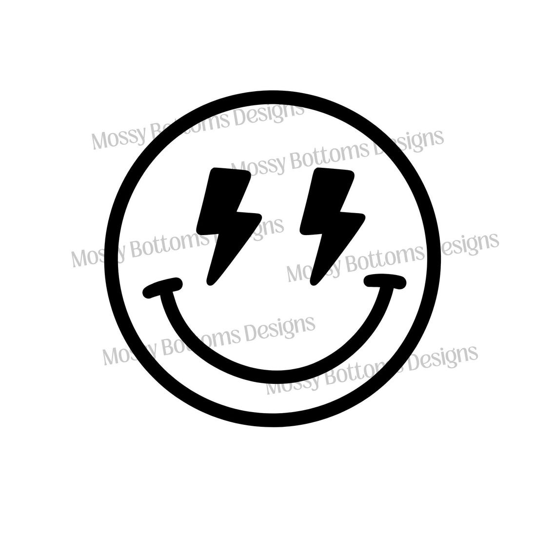 Smiley Face Lightning Bolt SVG PNG: Retro 70s Clipart - Etsy