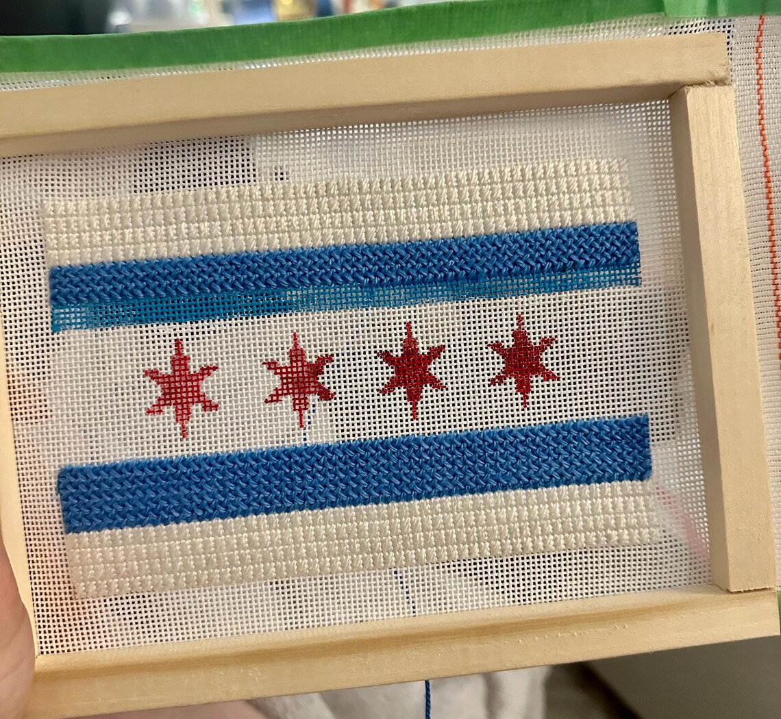 Chicago Flag Needlepoint, Needlepoint Sign or Ornament - Etsy