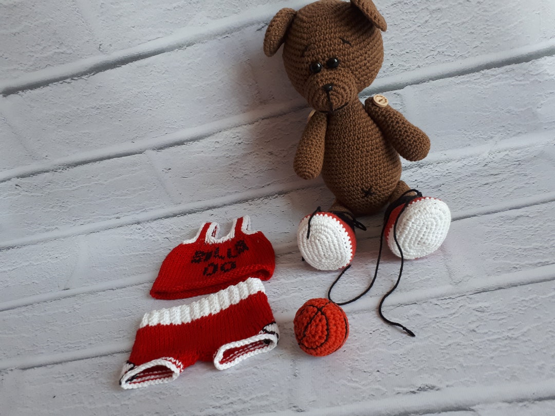 Soft Bear With Clothes in a Set, the Chicago Bulls Knitted Teddy Bear ...