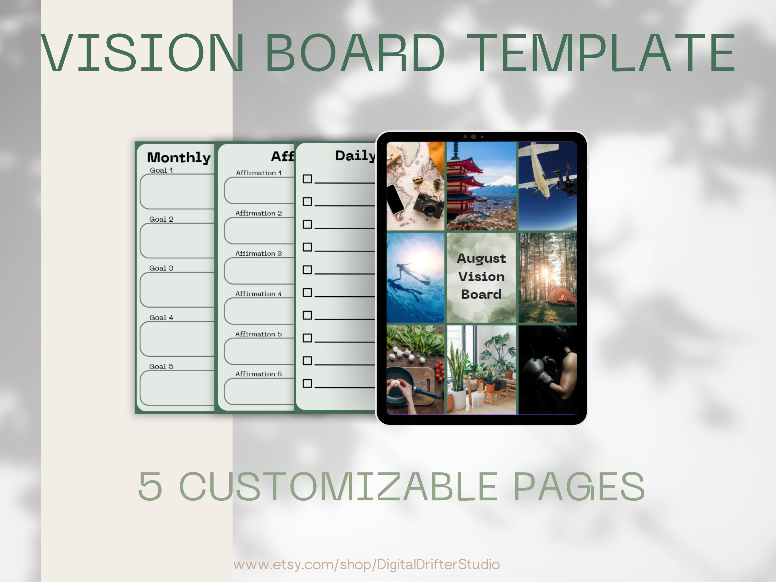 Digital Vision Board Template Canva Printable to Do List Template Law ...