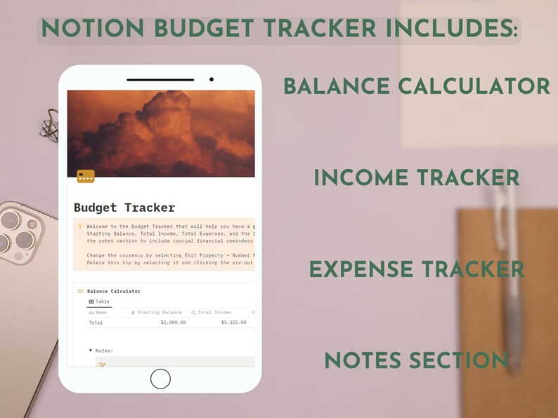 Personal Finance Planner Aesthetic Notion Templates Monthly Budget ...