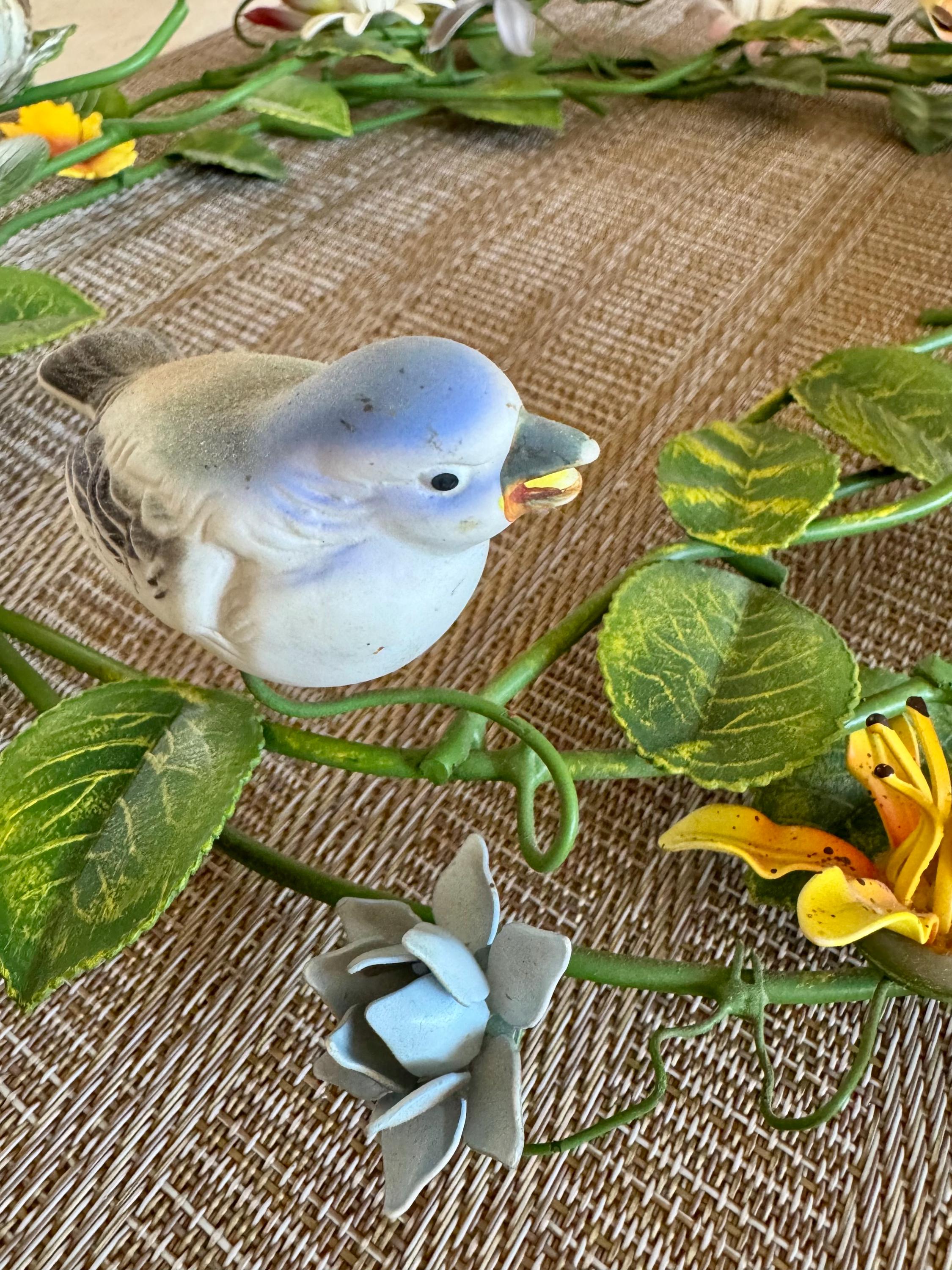 Wall Hanging TOLE WARE Metal Wreath Birds, Flowers Sculpture - Etsy