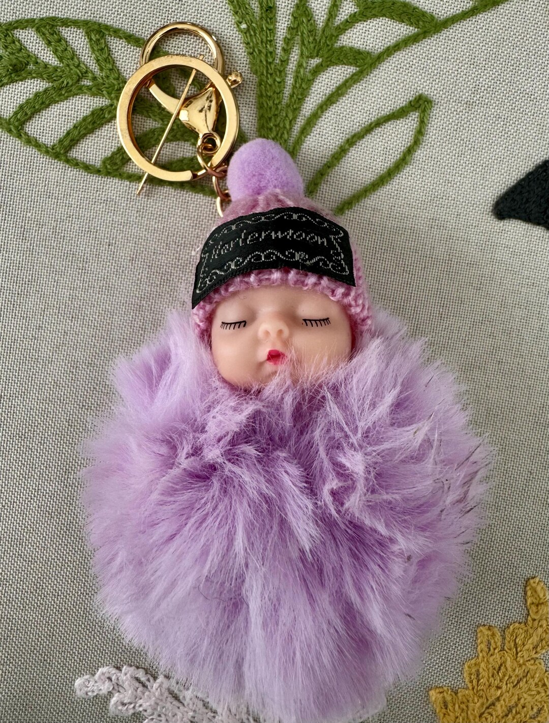 Harlermoon Vintage Fuzzy Fluffy Pom Baby Lavender Key Ring Keychain - Etsy