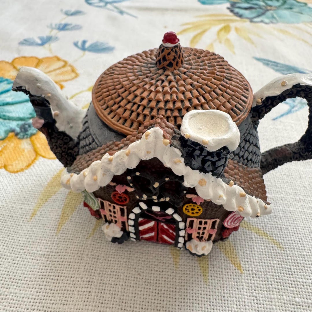 Miniature Hometown Teapot Cottage House Figurine Vtg Tea Pot Home Town ...